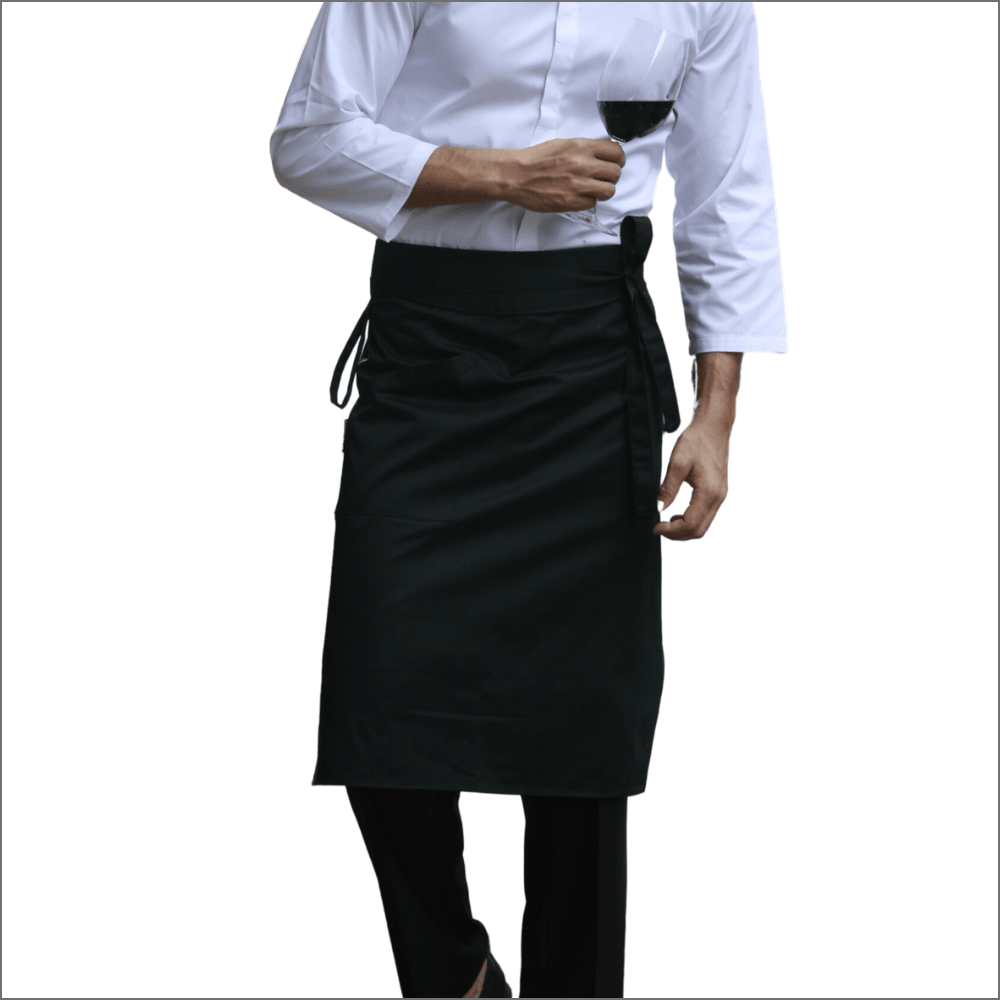 MANDIL CHEF/GARZON UNISEX CON BOLSILLO NEGRO | Shopsale Uniformes