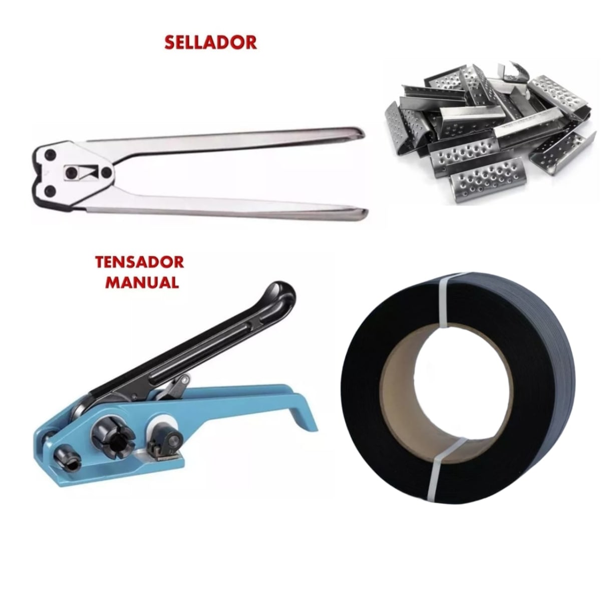 Kit Enzunchadora Manual Sellador Zuncho Plástico 1/2 Sellos | PERNO EXPRESS