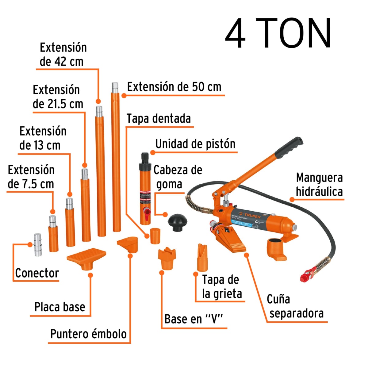 Porto Power 4 Y 10 toneladas Hidraulico Truper | PERNO EXPRESS