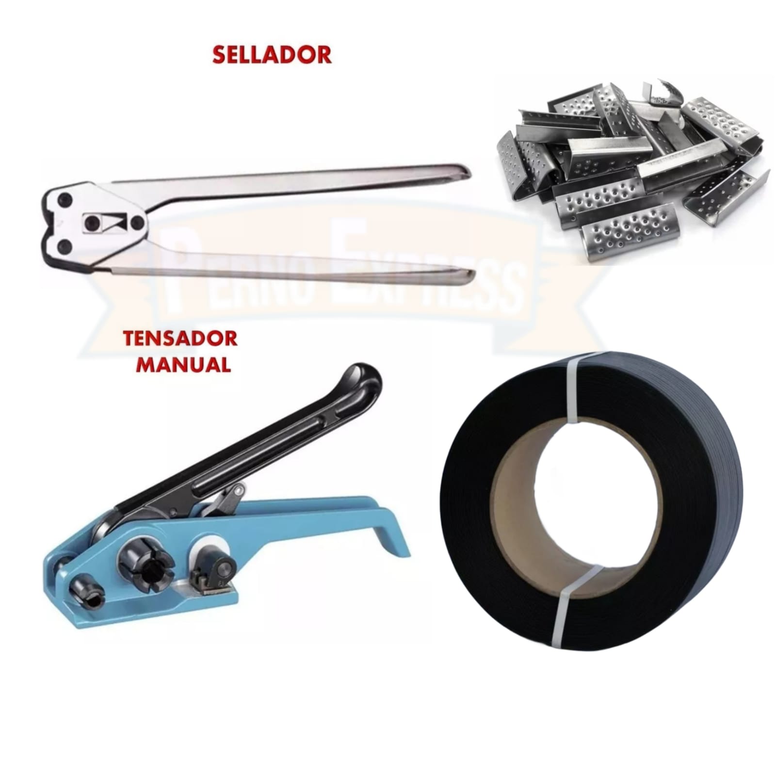 Kit Enzunchadora Manual Sellador Zuncho Plástico 1/2 Sellos | PERNO EXPRESS