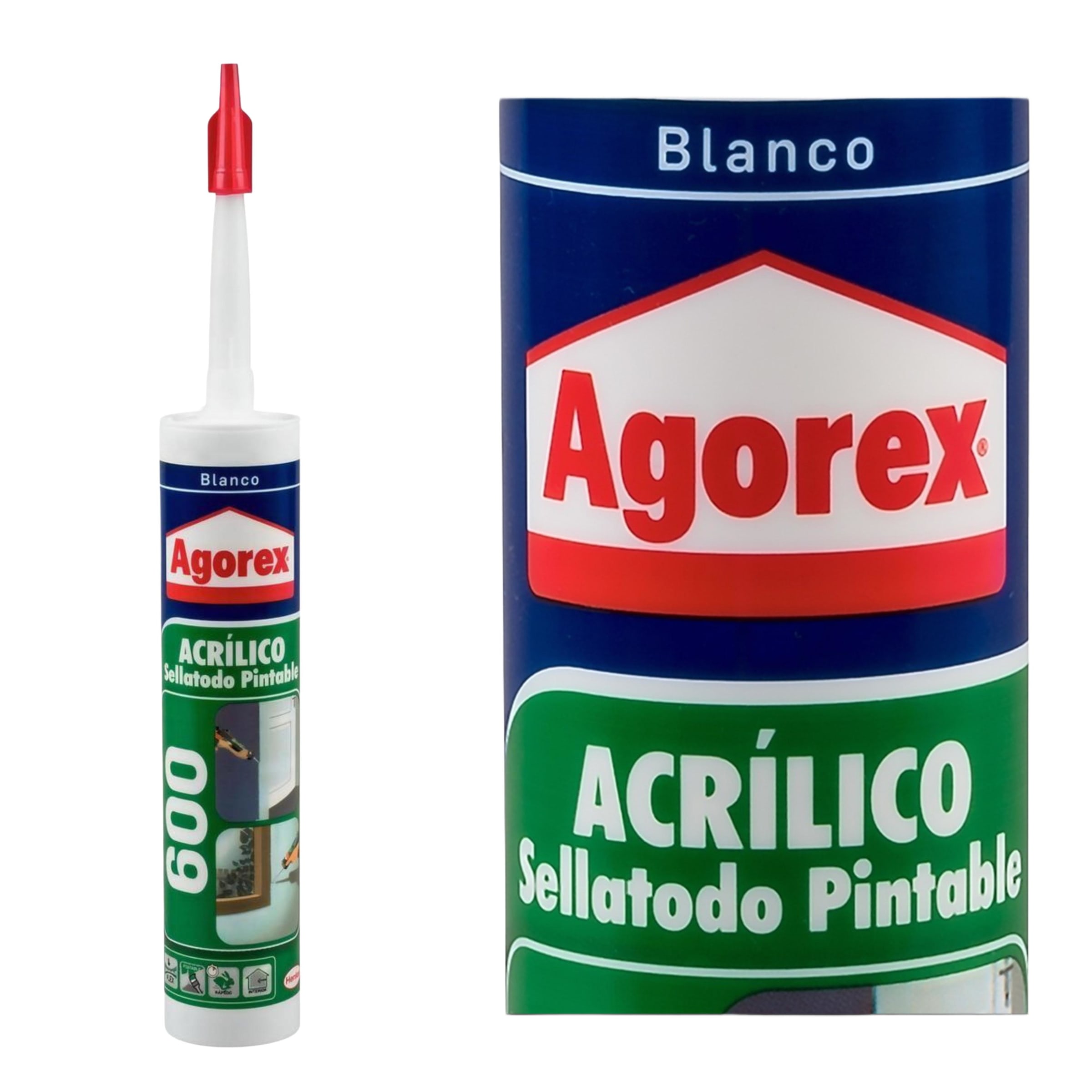 Silicon Acrilico 600 Pintable Agorex Blanco Sellador Ventanas Y Puertas ...