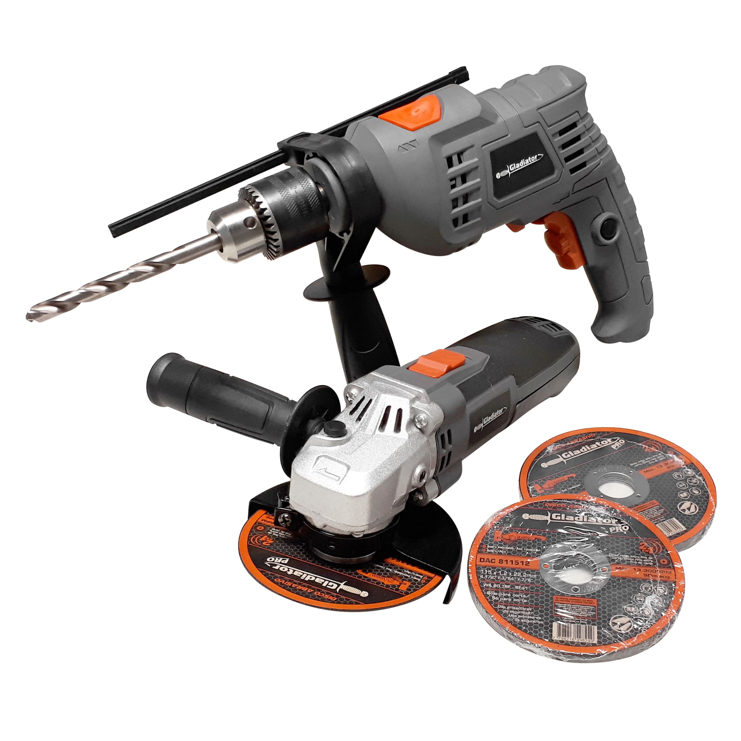 KIT TALADRO PERCUTOR 13MM 650W + ESMERIL ANGULAR 4 1/2´´ 700W (TP 413/6 ...