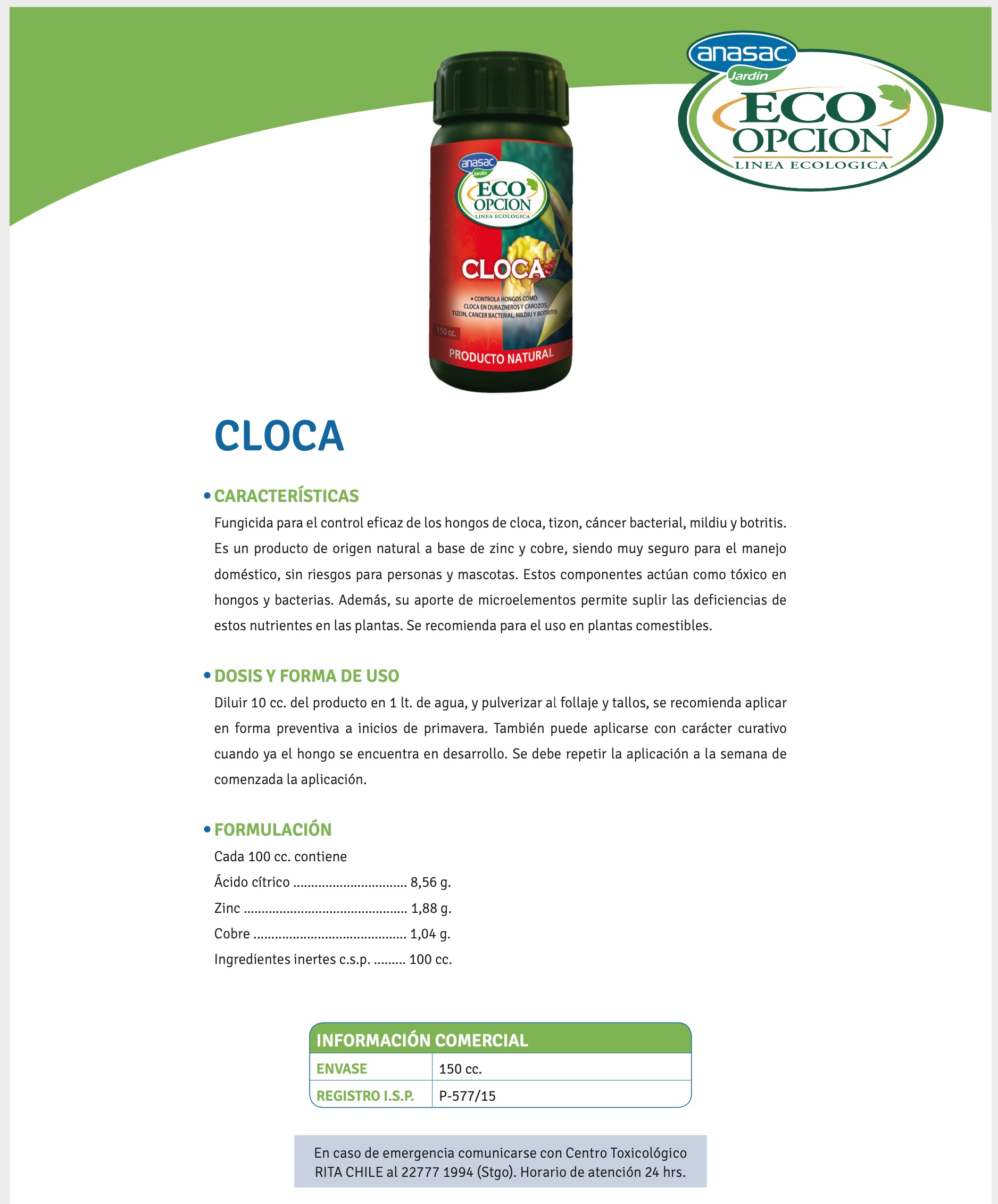 CLOCA ECO OPCIÓN 150 CC | Semillas La Chacra