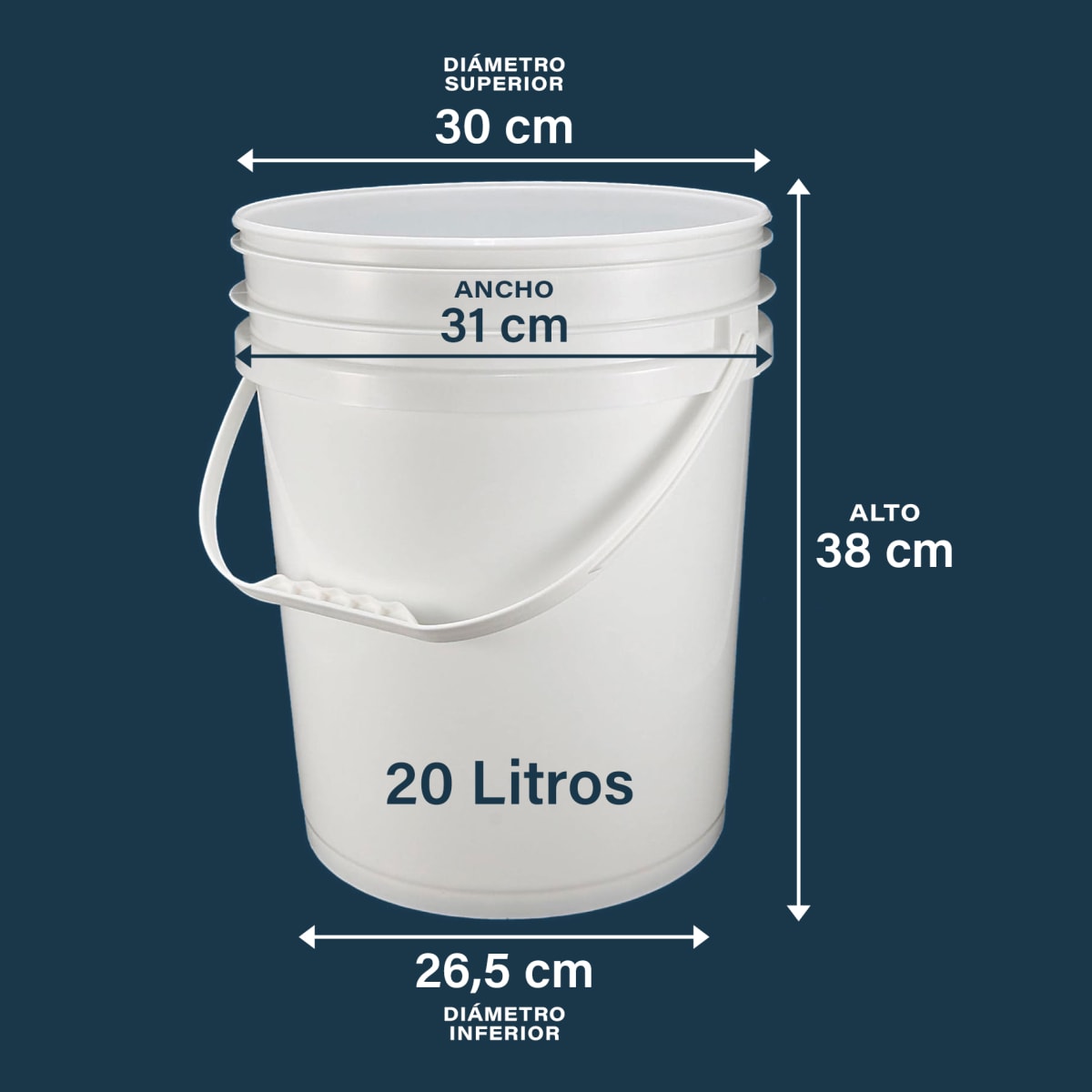 Balde 20 Litros Estándar Sin Tapa Blanco | Force CL