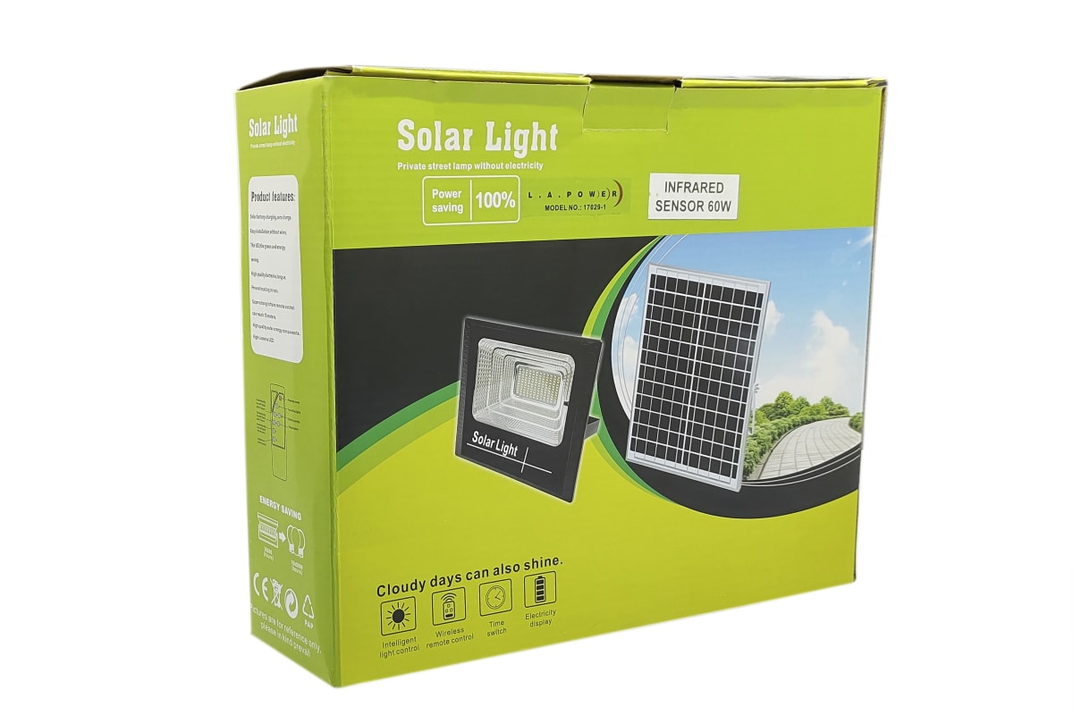 FOCO LED 60 WATTS CON PLACA SOLAR IP67 C/CONTROL | Ikseg Store