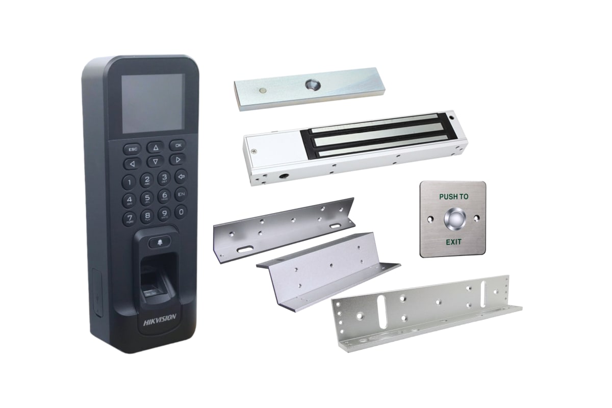KIT CONTROL DE ACCESO BIOMETRICO+RETENEDOR MAGNETICO 280KILOS 12/24V ...
