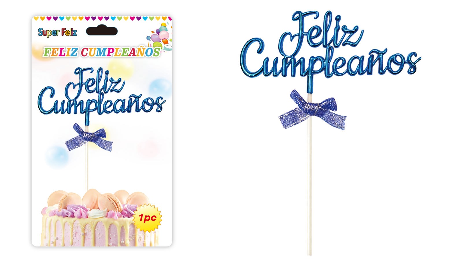 Topper para Torta - Letra Azul Plástico | Otarola Reposteria y Cotillon