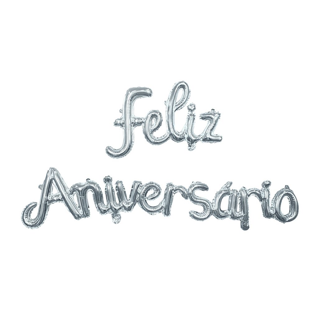 Globo Foil Letras Feliz Aniversario Plata | Otarola Reposteria y Cotillon