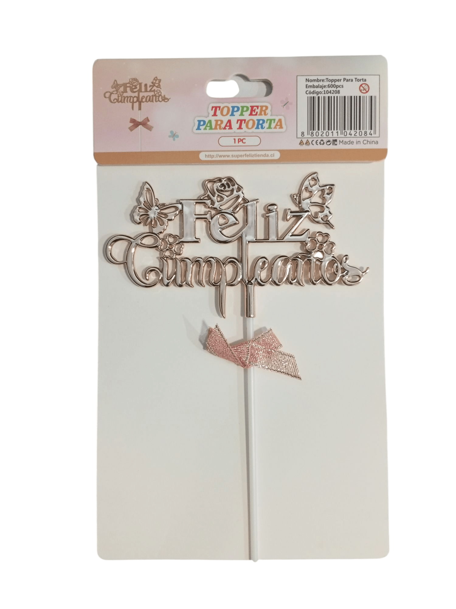 Topper para torta Rose Gold Super Feliz | Otarola Reposteria y Cotillon
