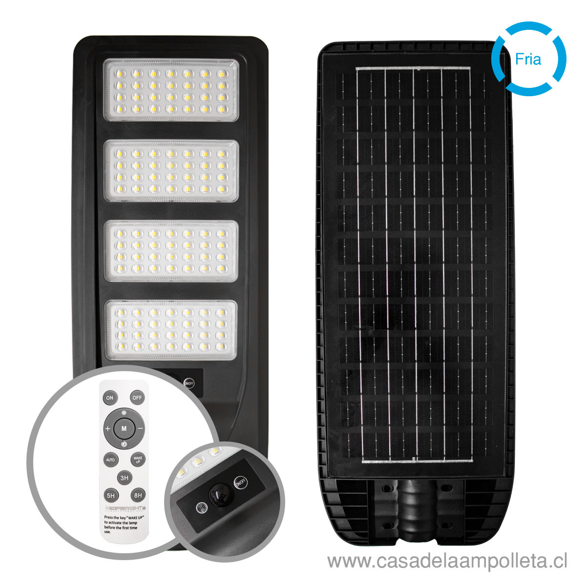 LUMINARIA PUBLICA LED SOLAR 300W CON SOPORTE PARA FIJACIÓN - BLANCO ...