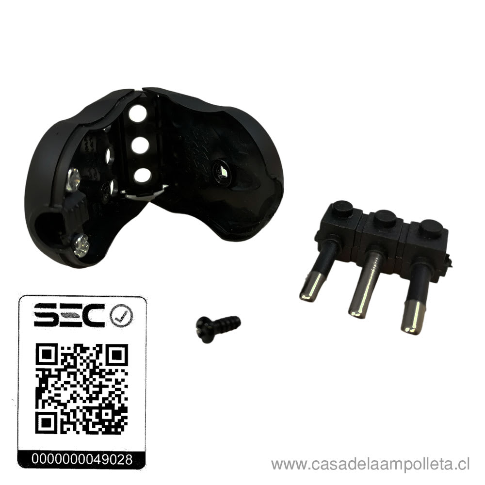 ENCHUFE MACHO CONVERTIBLE CON TIERRA - NEGRO | Casa de la Ampolleta