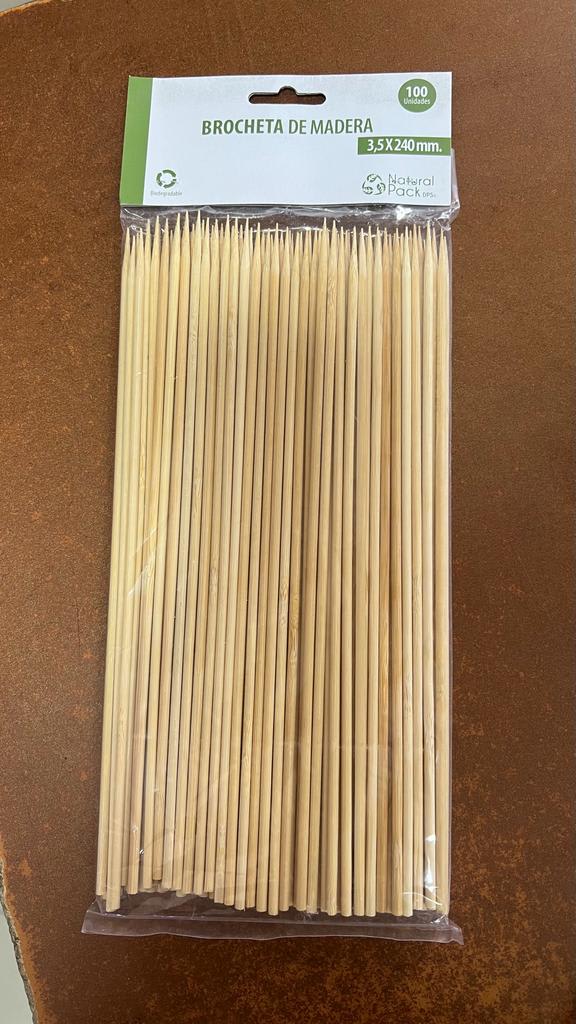 BROCHETAS MADERA LARGA 24CM | INZUMO | Productos Congelados