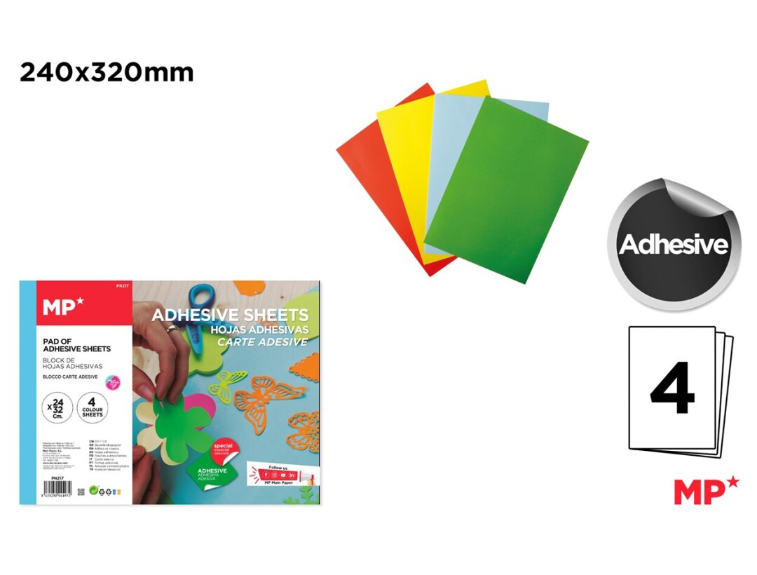 Block De Hojas Adhesivas X 4 Colores 24x32cm MP Crafts Color Variado ...