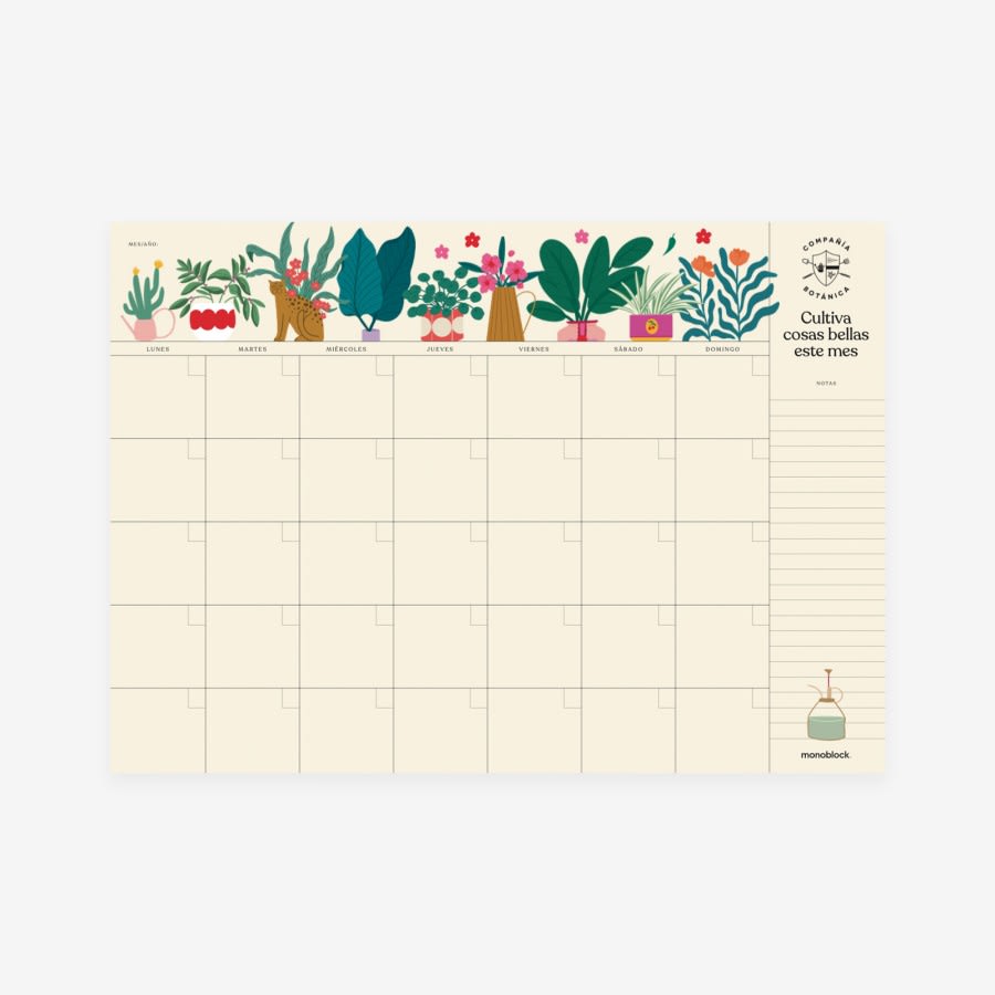 Planificador Mensual Block con Imán - Planta donde sea - DECATALOGO