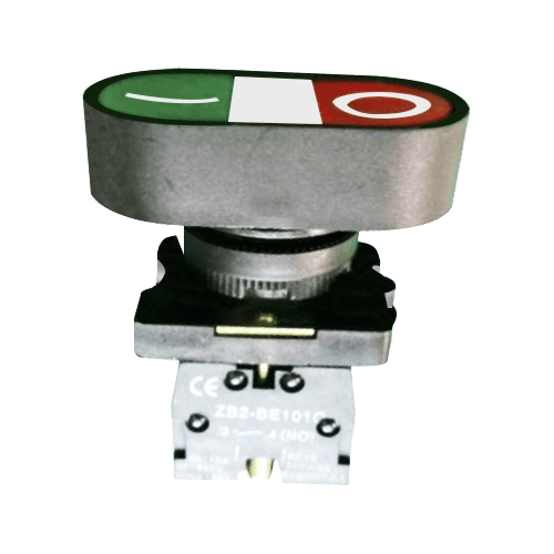 PULSADOR RASANTE DOBLE ROJO/VERDE 1NO-1NC C/LED 220V 22MM BK | Materiales Electricos