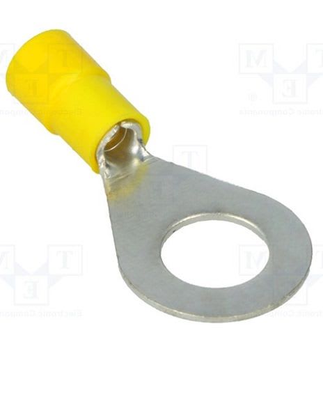 TERMINAL AISLADO ANILLO AMARILLO 10/12AWG PERF 8.3MM BL100 PE | Materiales Electricos