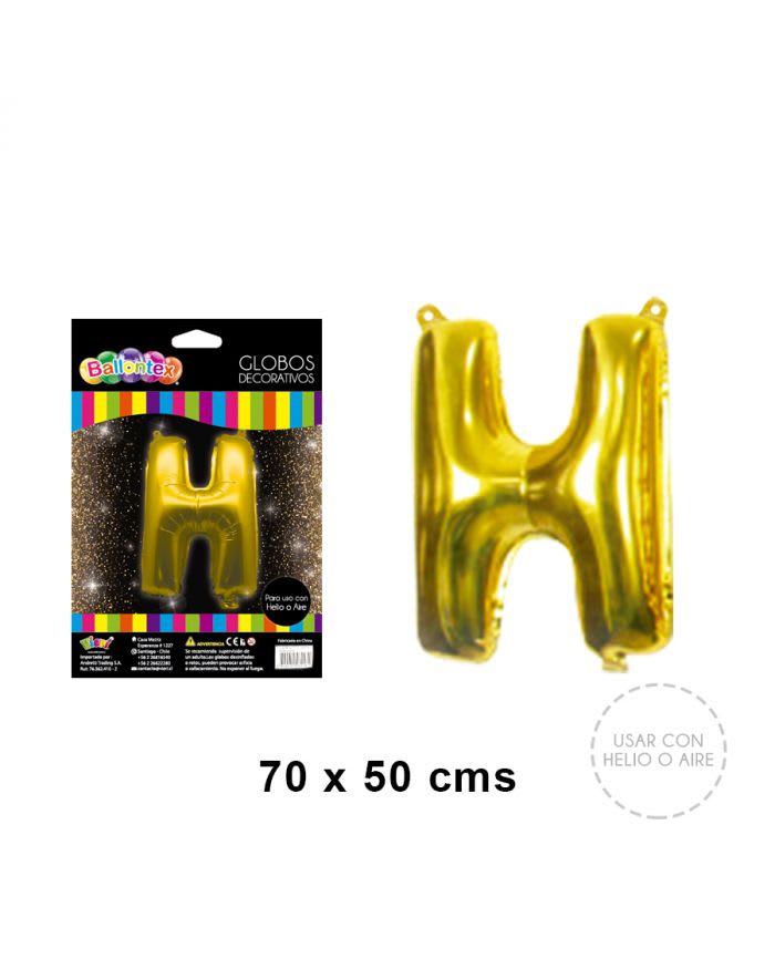 GLOBO METALICO LETRA GOLD H | Librería-Ventus