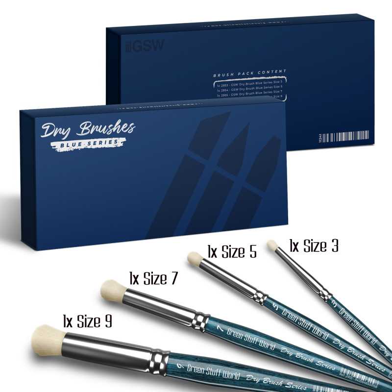 CAJA PREMIUM / PREMIUM BOX - PINCELES/BRUSHES BLUE SERIE X4 (DRY BRUSH) | Wargaming.cl