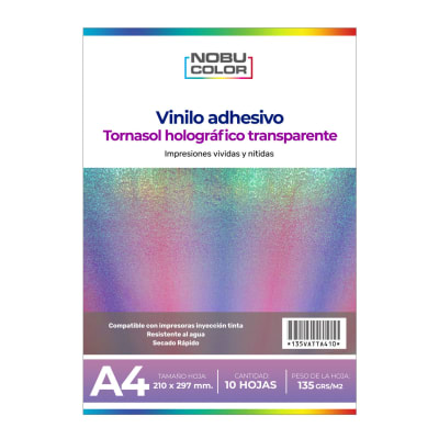 Vinilo Adhesivo Tornasol Transparente A4 - 135grs - 10 hojas ...