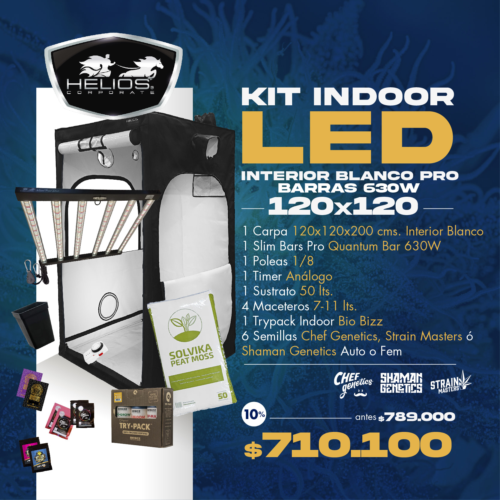 Kit Indoor | Led | Int. Blanco | 120 x 120 | Pro 630W (sólo web ...
