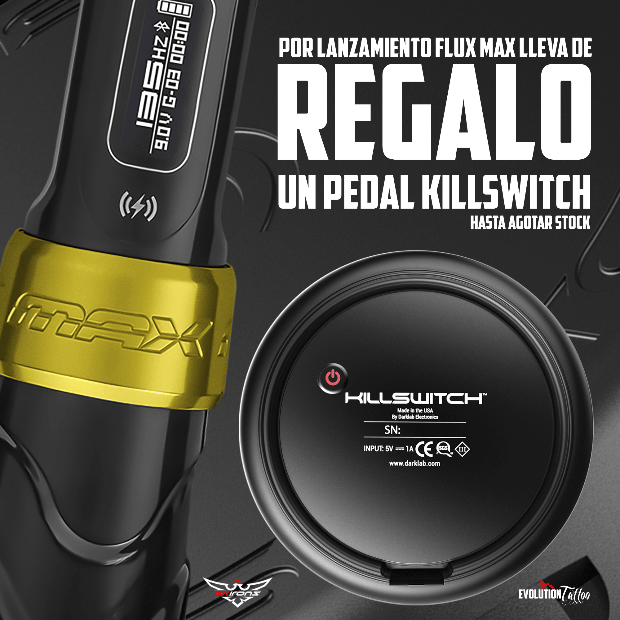 MÁQUINA SPEKTRA FLUX MAX ROTATIVA FK IRONS 1 BATERÍA GOLDEN STEALTH ...