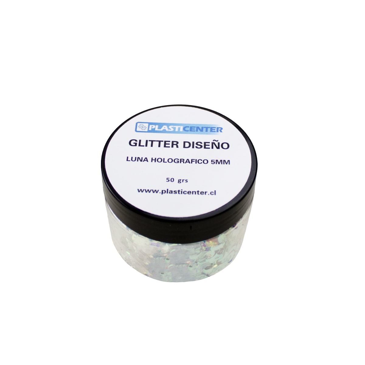 GLITTER DISEÑO LUNA HOLOGRÁFICO 5MM | PLASTICENTER