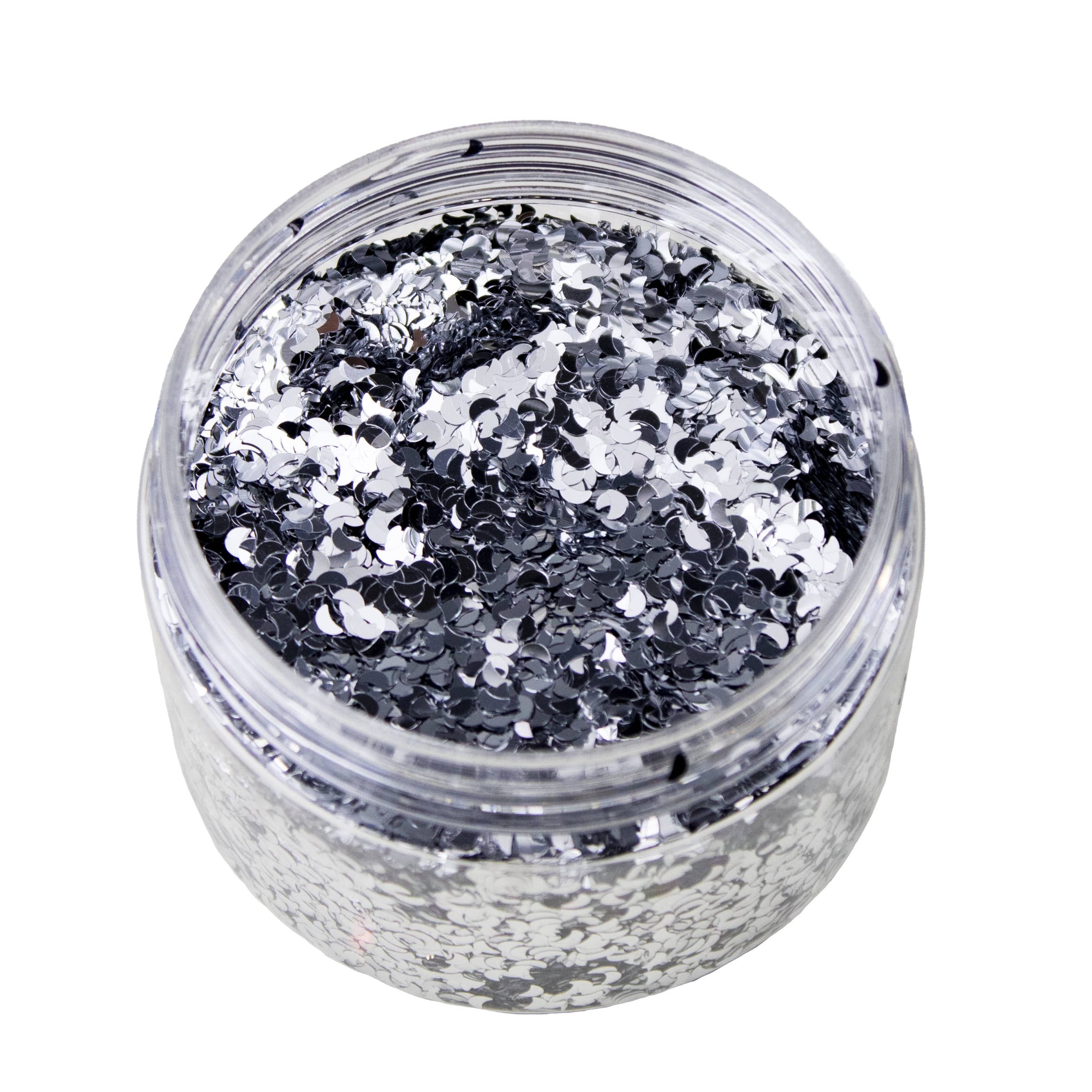 GLITTER DISEÑO LUNA PLATA 3MM | PLASTICENTER