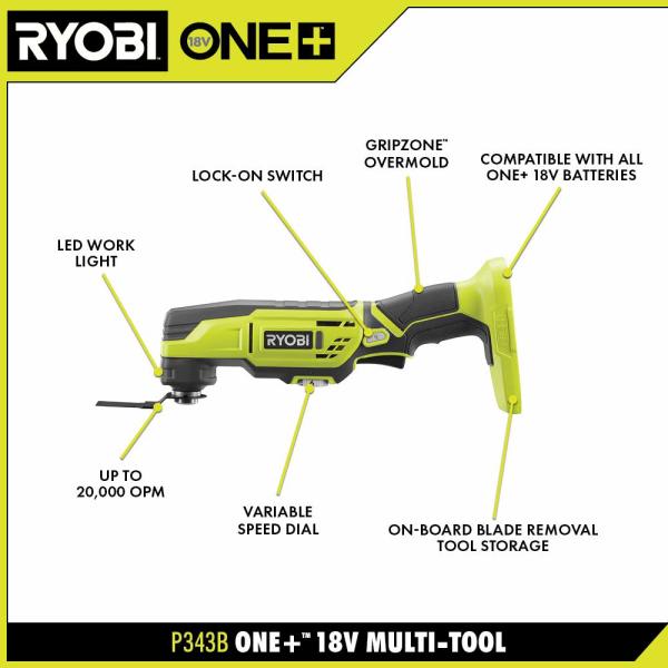 MULTIHERRAMIENTA OSCILANTE RYOBI P343B | TODOTALLER - Insumos Industriales