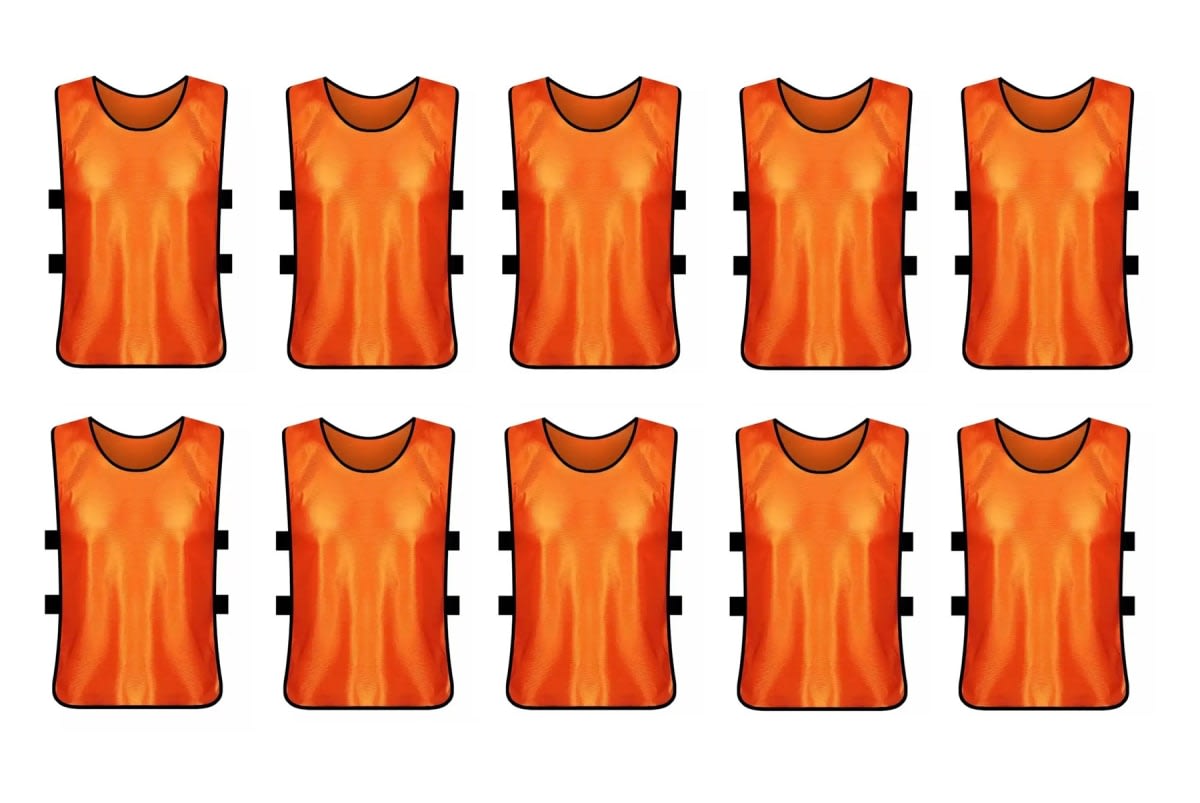 PACK 10 PETOS DEPORTIVOS ABIERTO CON ELASTICOS TALLA S-M ADULTO NARANJA ...