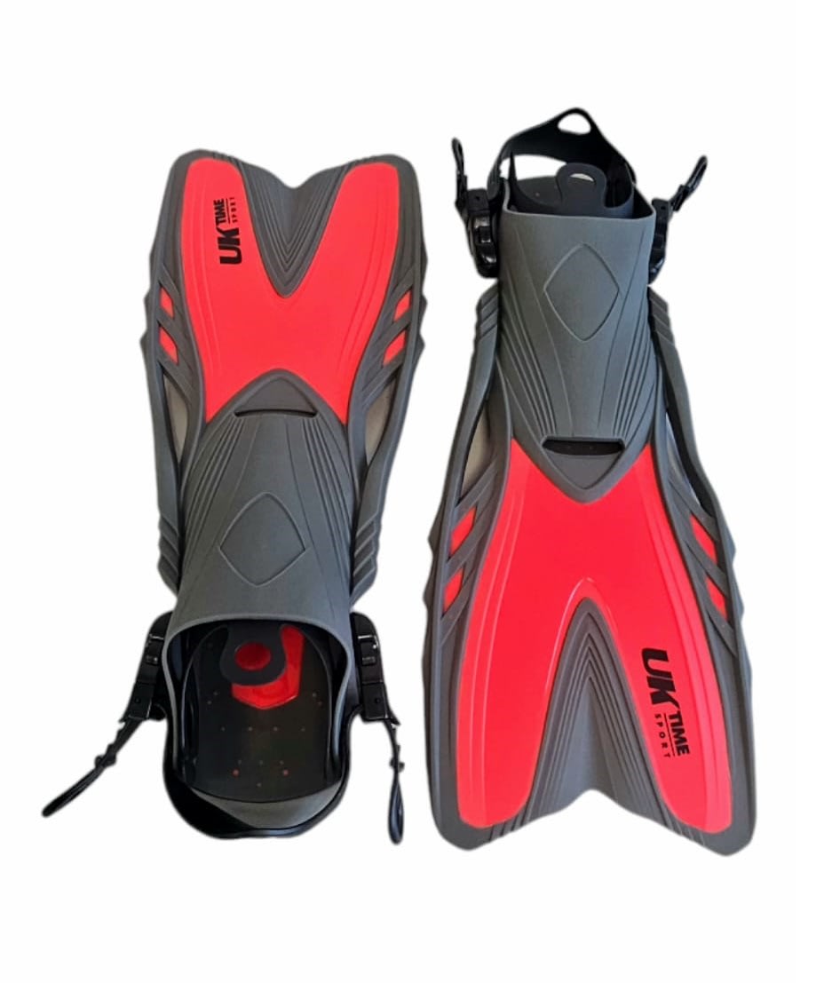 ALETAS DE NATACION AJUSTABLES UKTIME SPORT ROJO-GRIS | Tecnoclass SpA