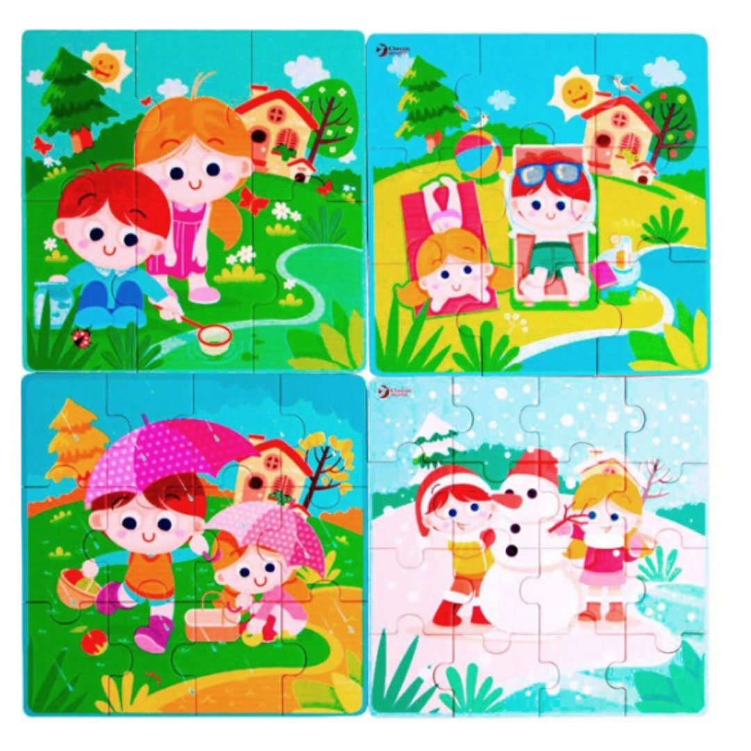 Puzzle 4 en 1 Estaciones del año. | Jugueteria Rincón Infantil