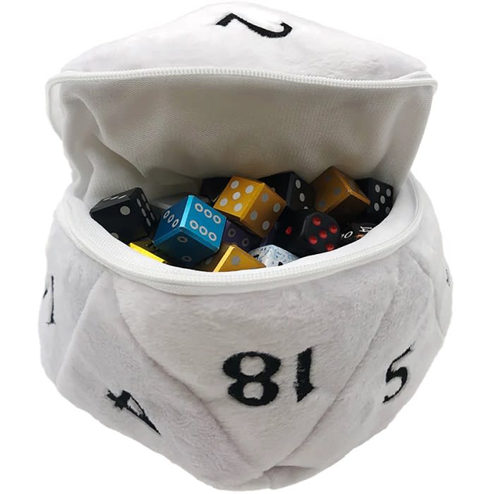 Porta Dados Plush: D&D Dado D20 - Blanco | Guild Dreams