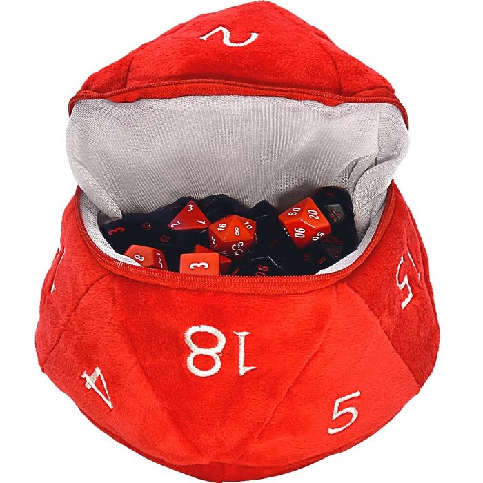 Porta Dados Plush: D&D Dado D20 - Rojo | Guild Dreams