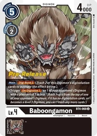 BT4-068 Baboongamon (Pre-Release) | Guild Dreams