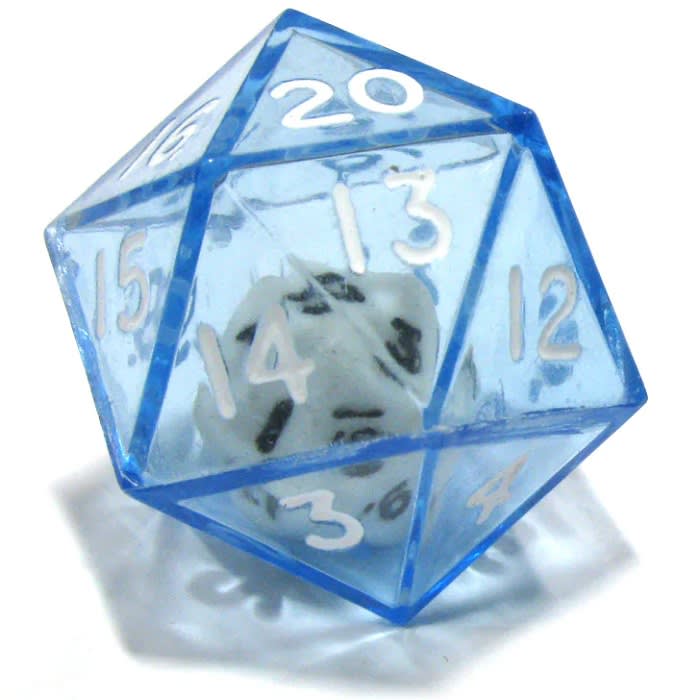Dado Doble D20 Caras Jumbo: Transparente - Azul | Guild Dreams
