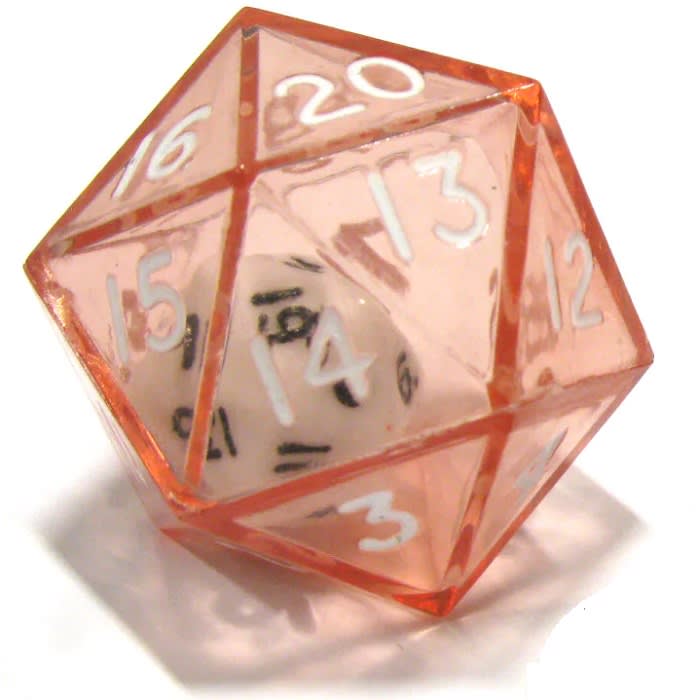 Dado Doble D20 Caras Jumbo: Transparente - Rojo | Guild Dreams