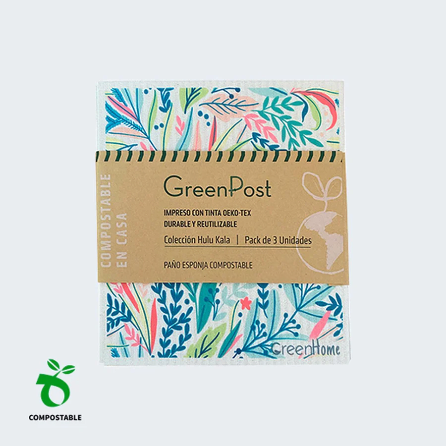 Paño esponja compostable Hulu Kala Greenpost | Cábala Bioalmacén