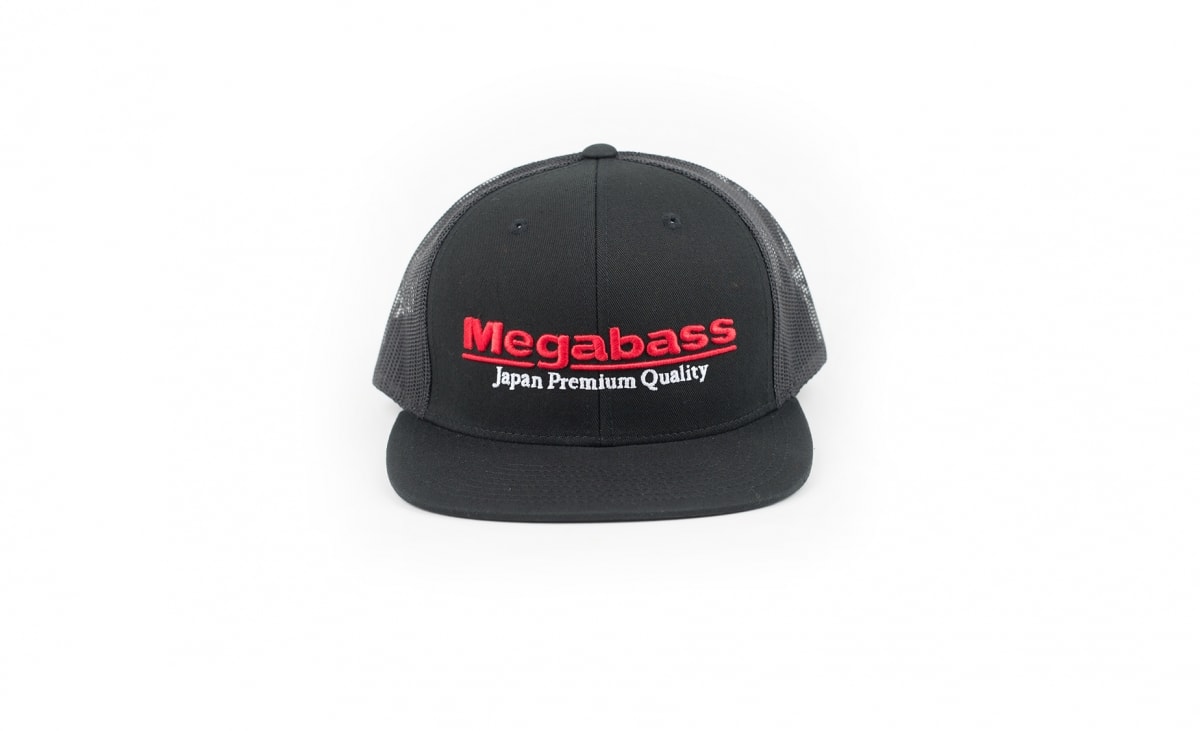 GORRO MEGABASS NEGRO REJILLA / LOGO ROJO | Uncromagnon | fishingstore