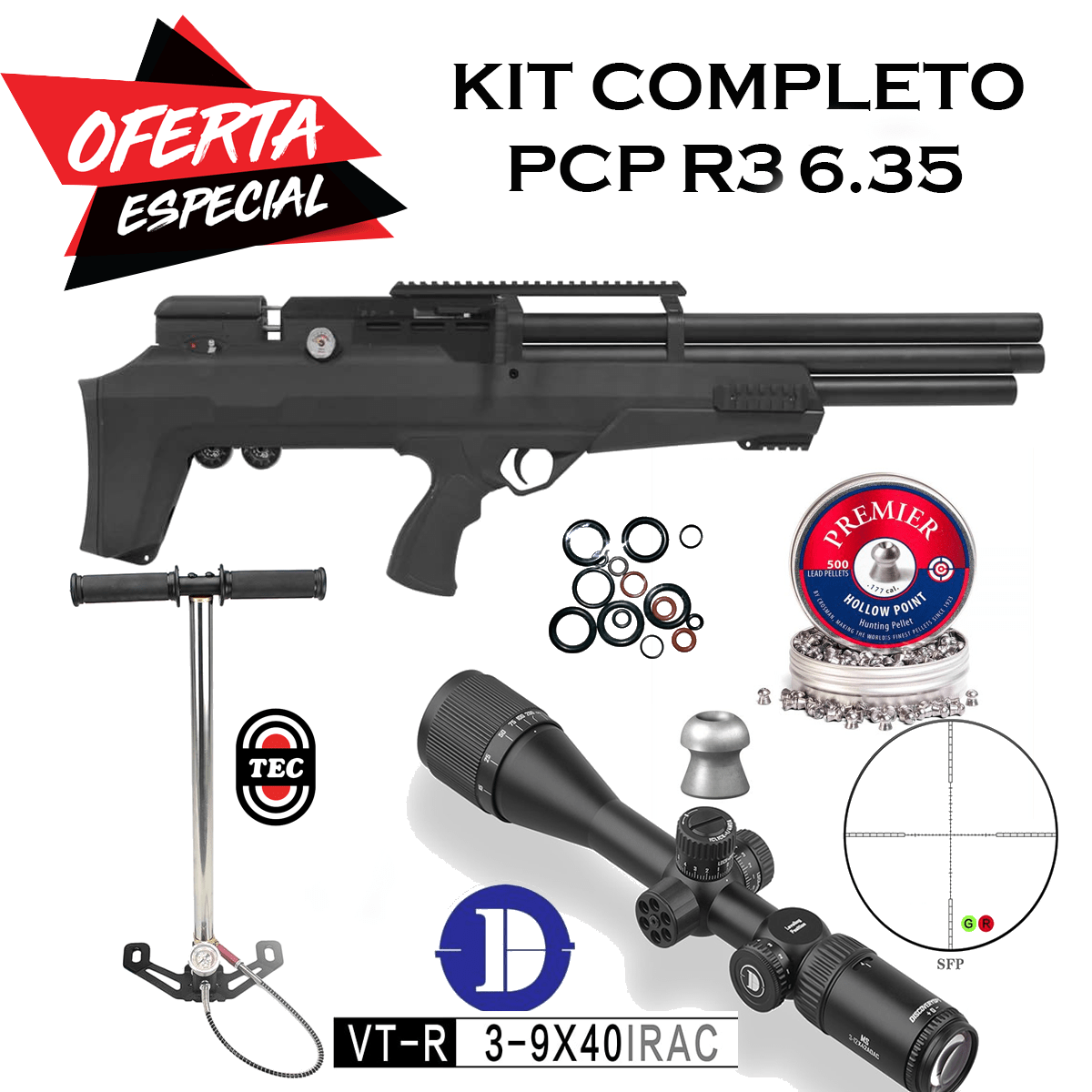 KIT RIFLE PCP BEHEMONT R3 6.35 MM | Uncromagnon | fishingstore