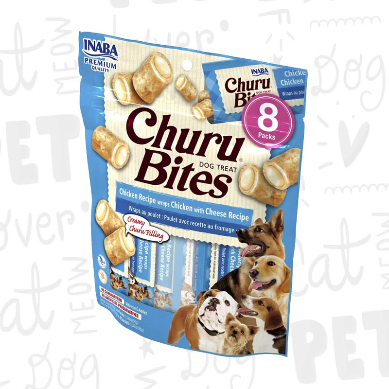 Inaba Dog Churu Fun Bites Chicken Recipe wraps Chicken with Cheese ...