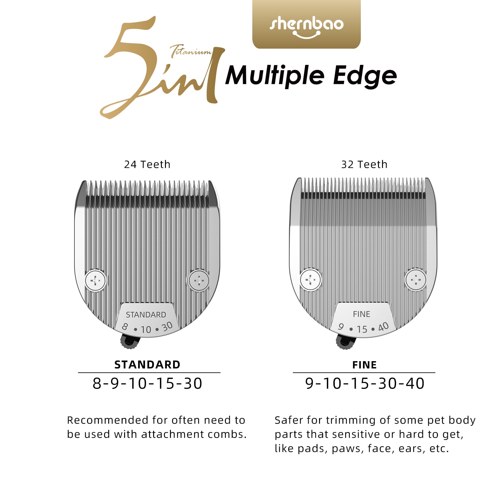 Cuchilla Fina Shernbao Titanium 5-en-1 | FULLPET | Todo Peluquería Canina