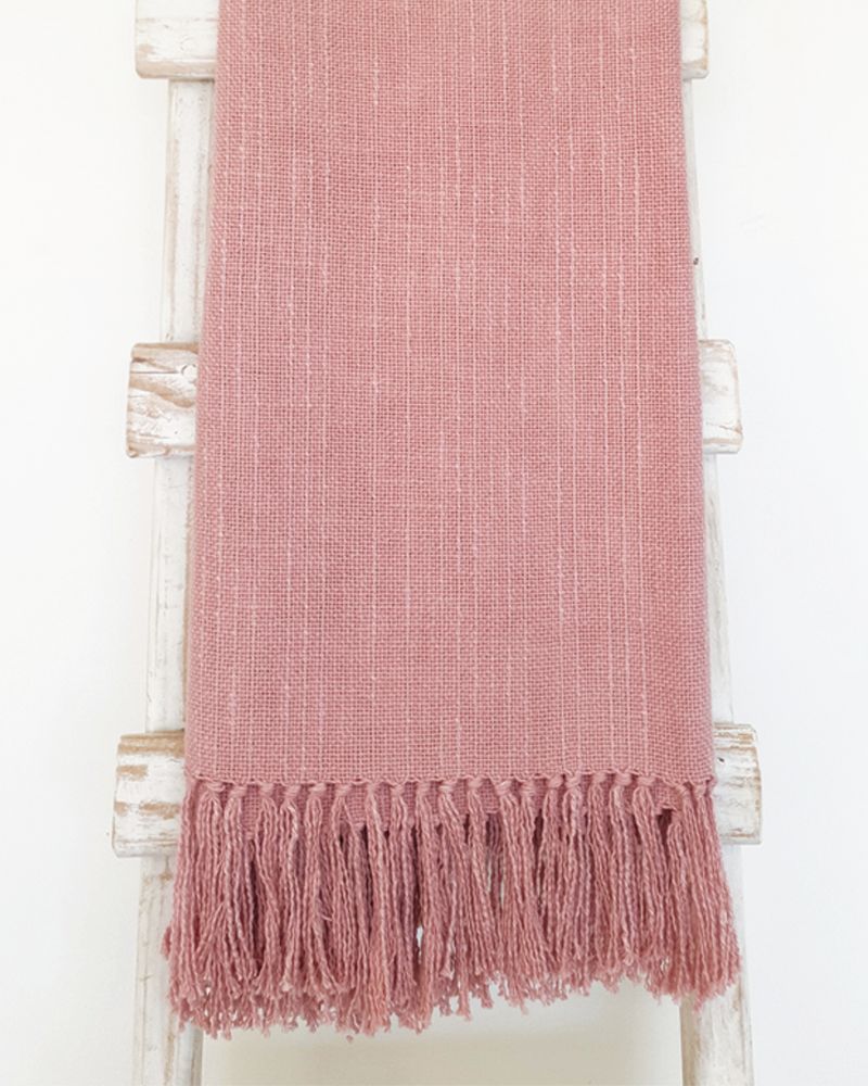 Chal Telar Algodón Rosa Viejo | Casa Alvarinho
