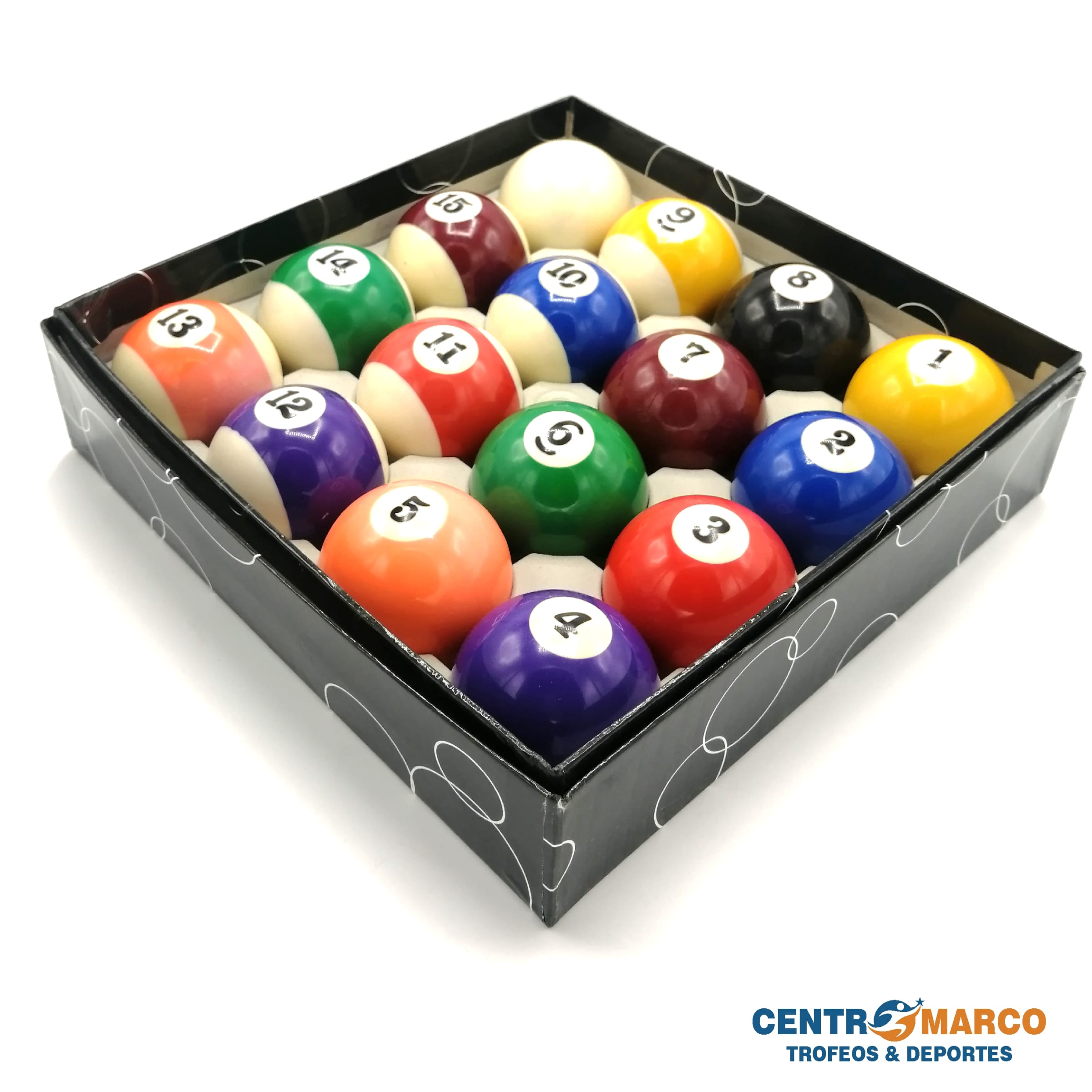Bolas Pool 2 1/4" | CENTROMARCO | Trofeos & Deportes