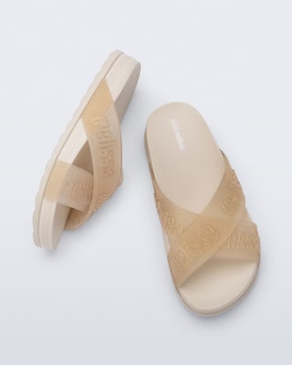 MINI MELISSA COZY SLIDE M LOVER II INF BEIGE/GLITTER | Melissa
