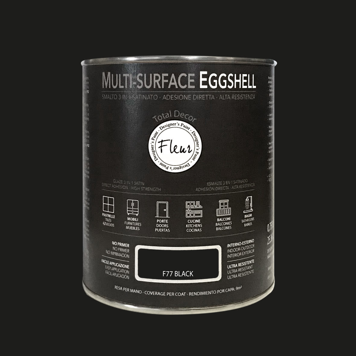 PINTURA MULTI-SURFACE EGGSHELL BLACK | Fleur Designer´s Paint