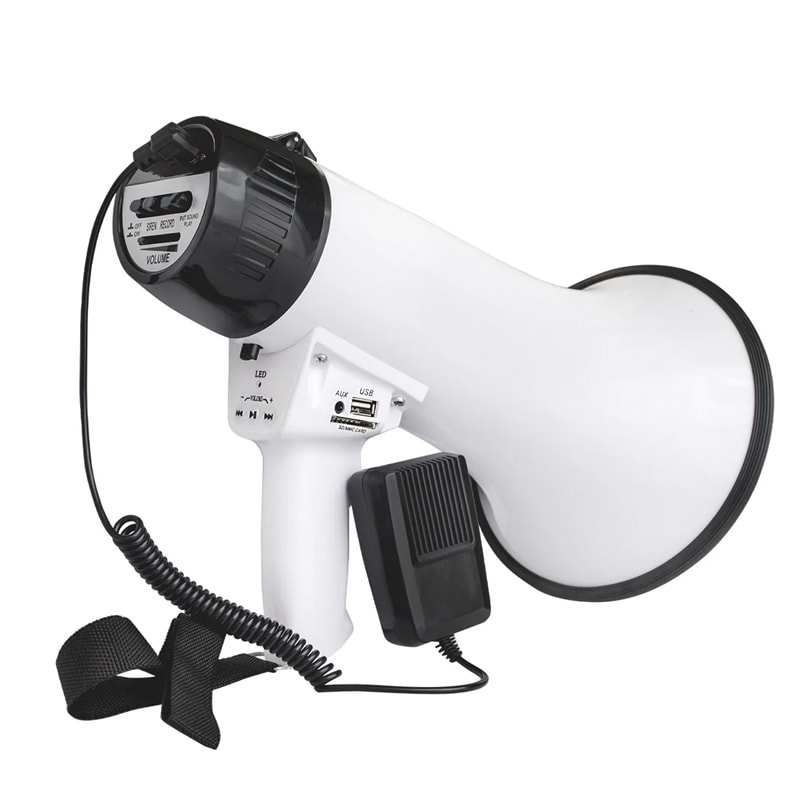 Megáfono 30W Recargable con puerto USB/SD/AUX - Rango 500 metros ...