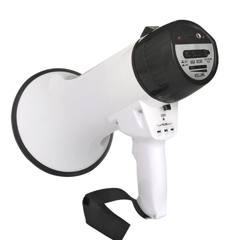 Megáfono 30W Recargable con puerto USB/SD/AUX - Rango 500 metros ...