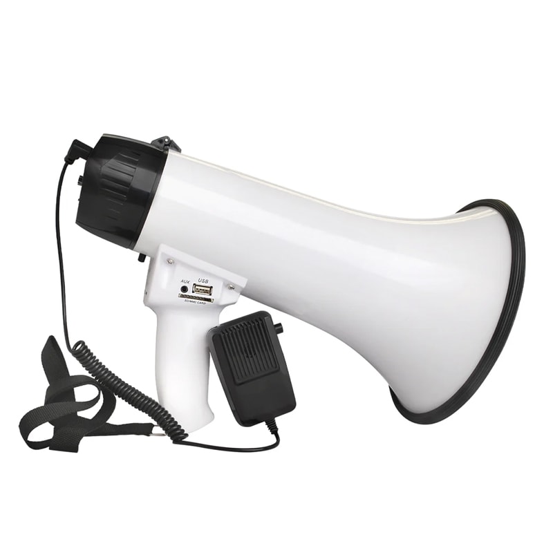 Megáfono 30W Recargable con puerto USB/SD/AUX - Rango 500 metros ...