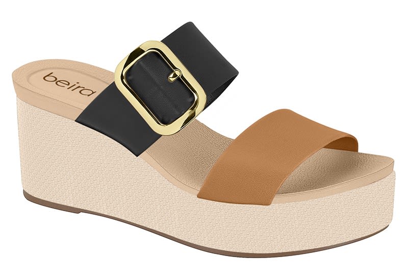 BEIRA RIO T7 8407-140 NAPA TURIM NEGRO CAMEL, | Lindsy Shoes
