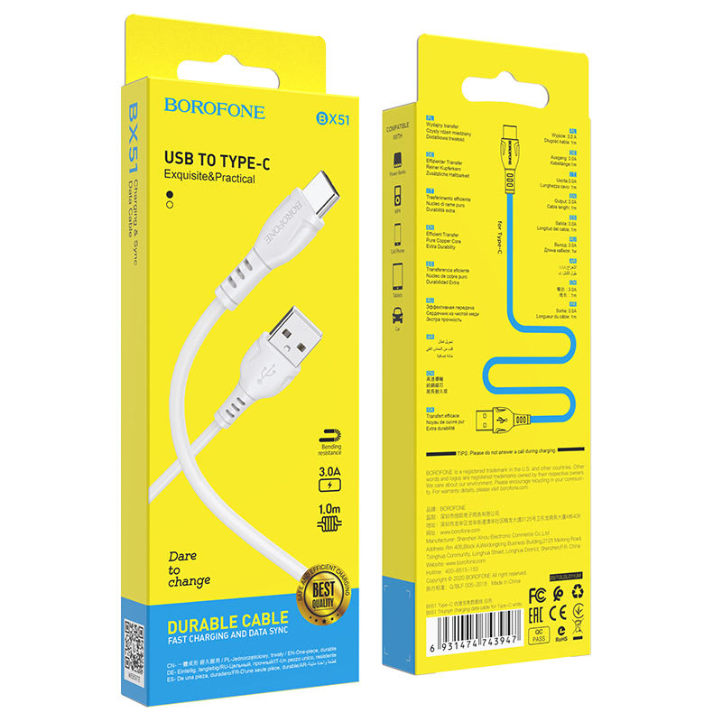 Cable Tipo C Bx51 Borofone Melitronics Zona Gamer